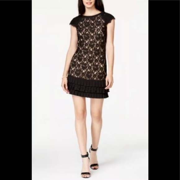 Jessica Simpson | Dresses | Jessica Simpson Mini Lace Dress Black Nude ...